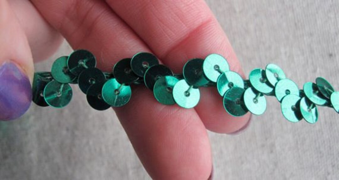 GREEN Sequin Rick Rack ELASTIC - Etsy
