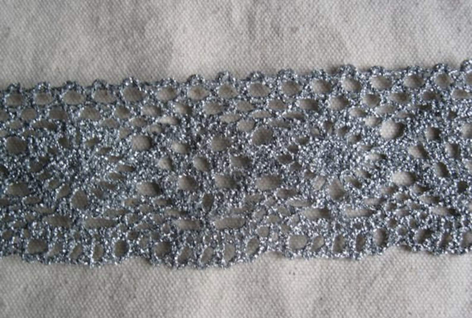 Metallic SILVER Crochet Flat Lace - Etsy