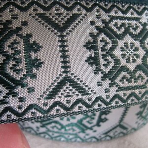 Geometric Octagon Jacquard Ribbon SILVER and GREEN - Etsy