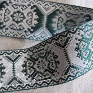 Geometric Octagon Jacquard Ribbon SILVER and GREEN - Etsy