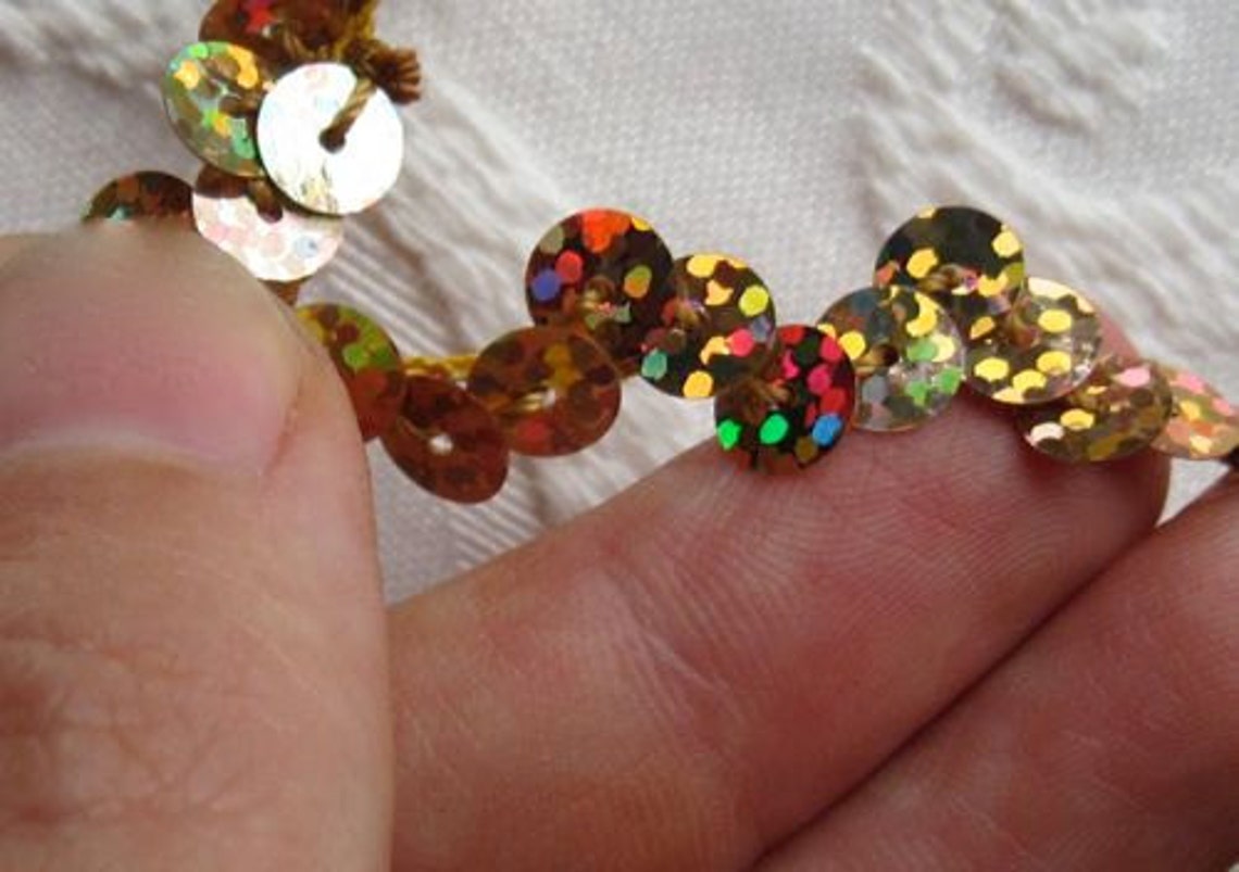 ELASTIC Gold SPOTLIGHT sequin Rick Rack | Etsy