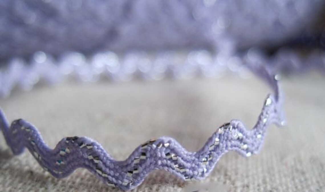 LILAC Purple and SILVER Sparkle Stitch MINI Ric Rac | Etsy