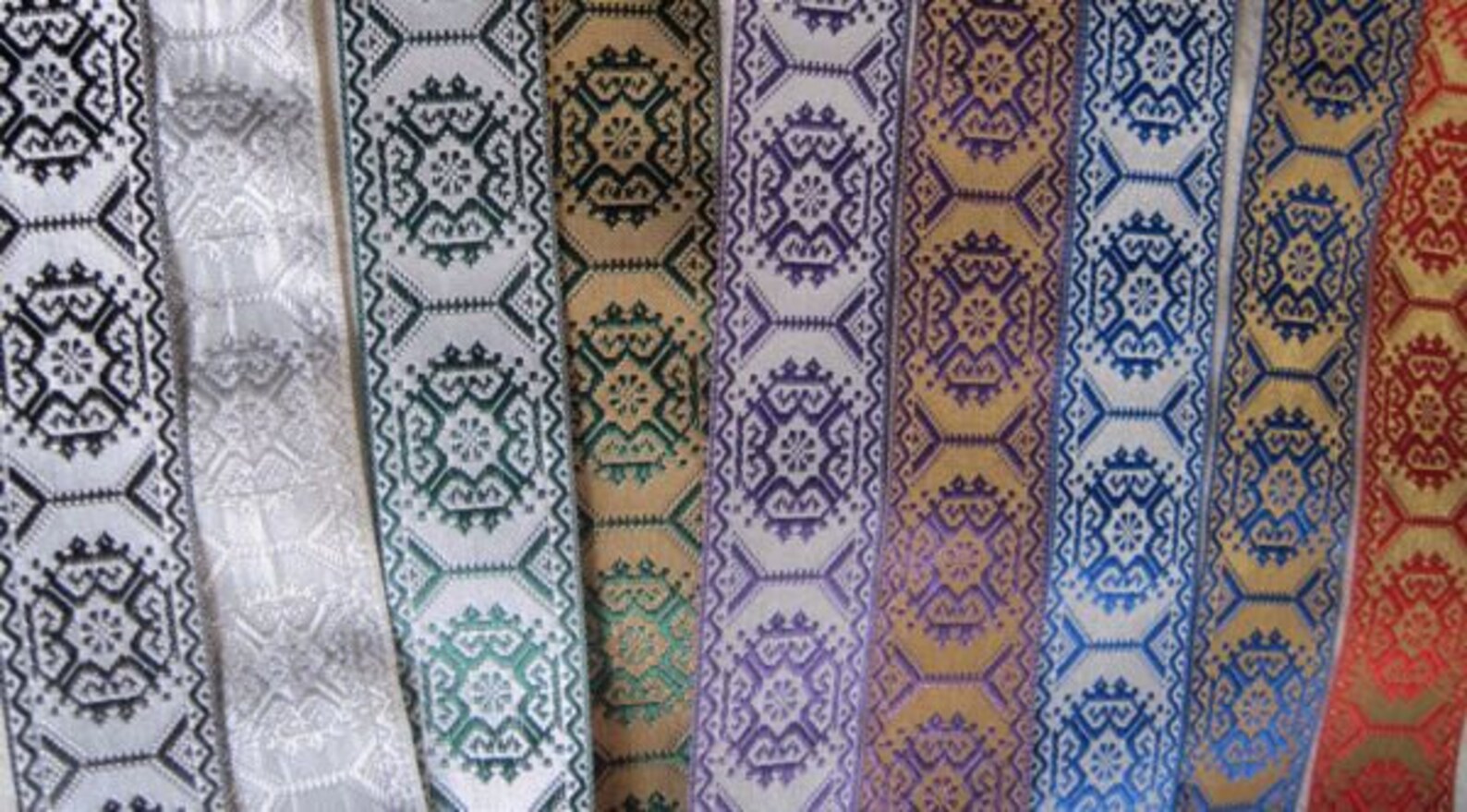 Geometric Octagon Jacquard Ribbon GOLD and PURPLE | Etsy