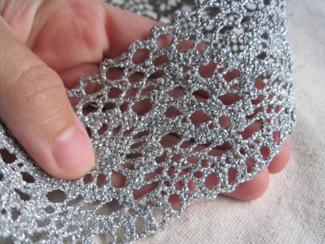Metallic SILVER Crochet Flat Lace - Etsy