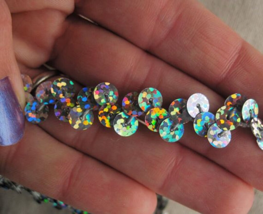 Silver SPOTLIGHT Sequin Rick Rack ELASTIC - Etsy