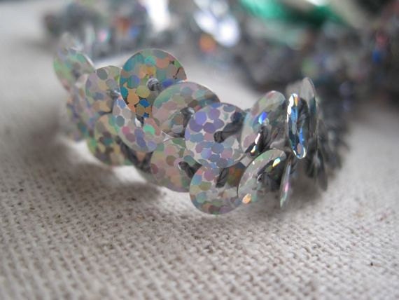 Silver SPOTLIGHT Sequin Rick Rack ELASTIC | Etsy