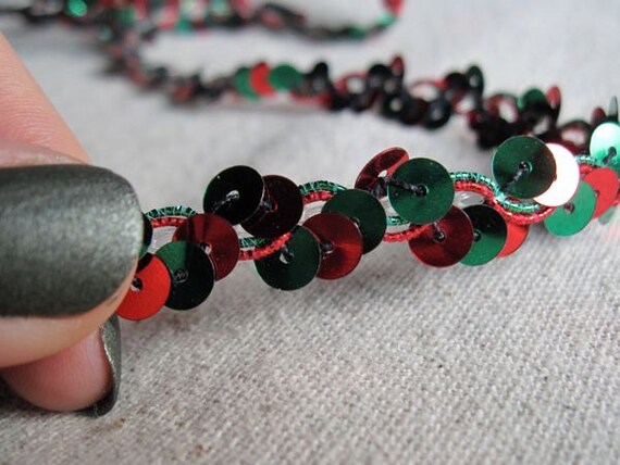 GREEN and RED Sequin Rick Rack | Etsy