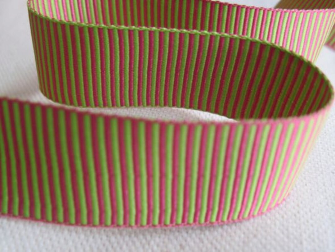 HOT Pink and LIME Green Striped Ribbon - Etsy