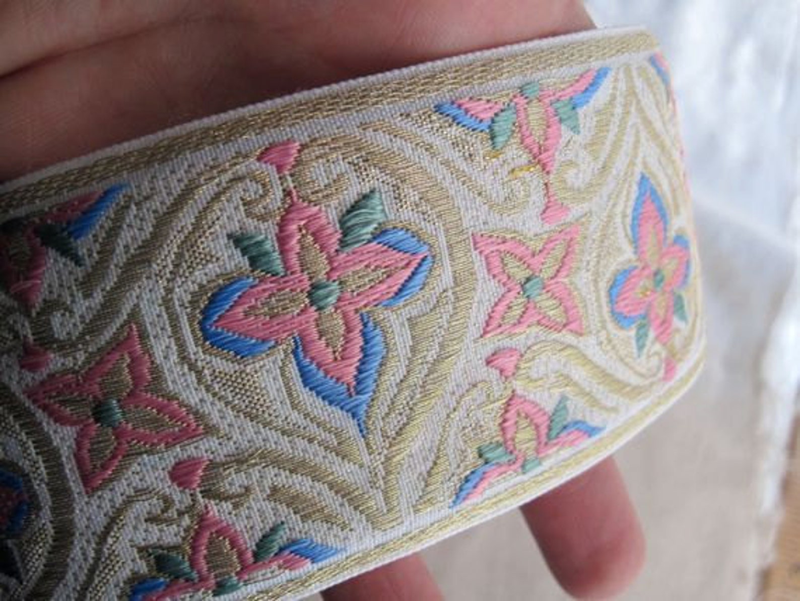 Wide Jacquard Ribbon PRINCESS ISABELLE Pink - Etsy