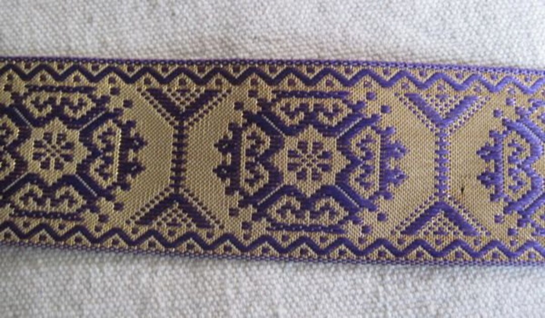 Geometric Octagon Jacquard Ribbon GOLD and PURPLE - Etsy