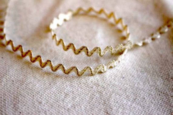 White and metallic gold stitch MINI Ric Rac | Etsy