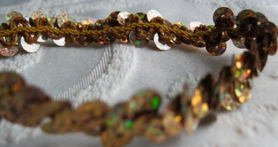 ELASTIC Gold SPOTLIGHT sequin Rick Rack | Etsy