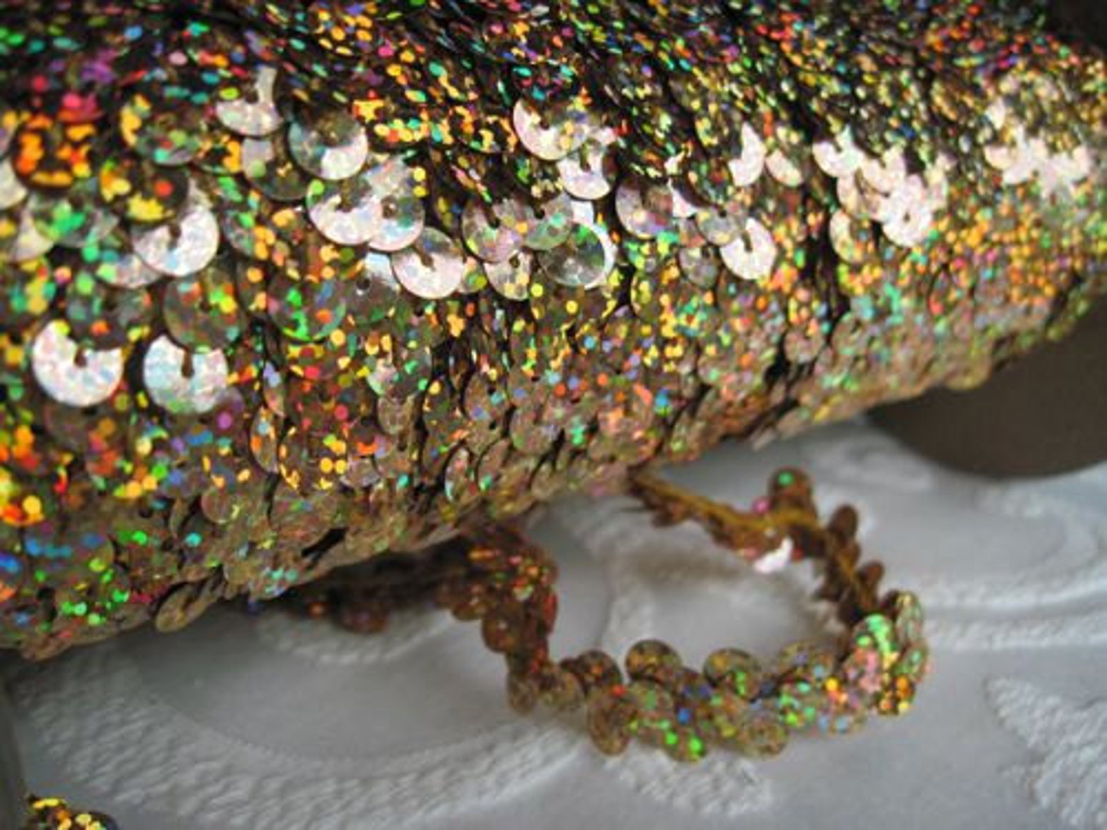 ELASTIC Gold SPOTLIGHT sequin Rick Rack | Etsy