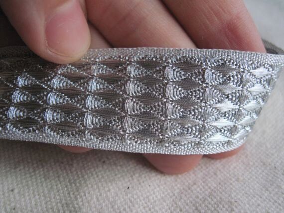 SILVER Metallic Geometric Textured Ribbon | Etsy