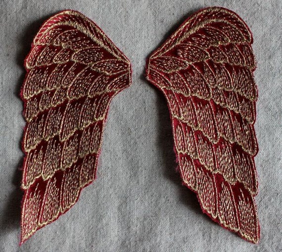 RED and GOLD Wings Sew-on Applique - Etsy