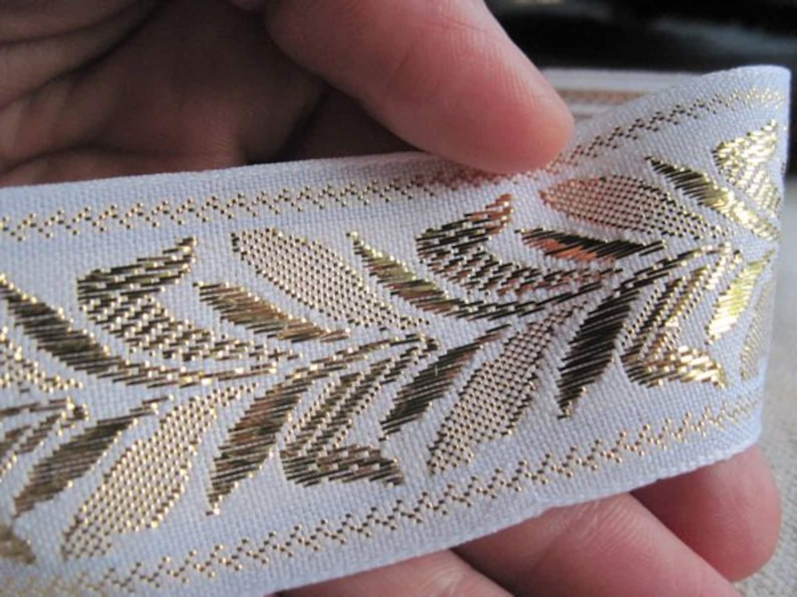 Golden Hearth Wheat Ribbon in GOLD on Natural WHITE | Etsy