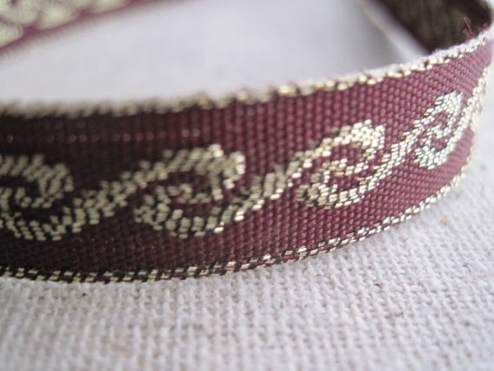 Jacquard Woven WAVE Ribbon in Raisin BROWN and GOLD | Etsy
