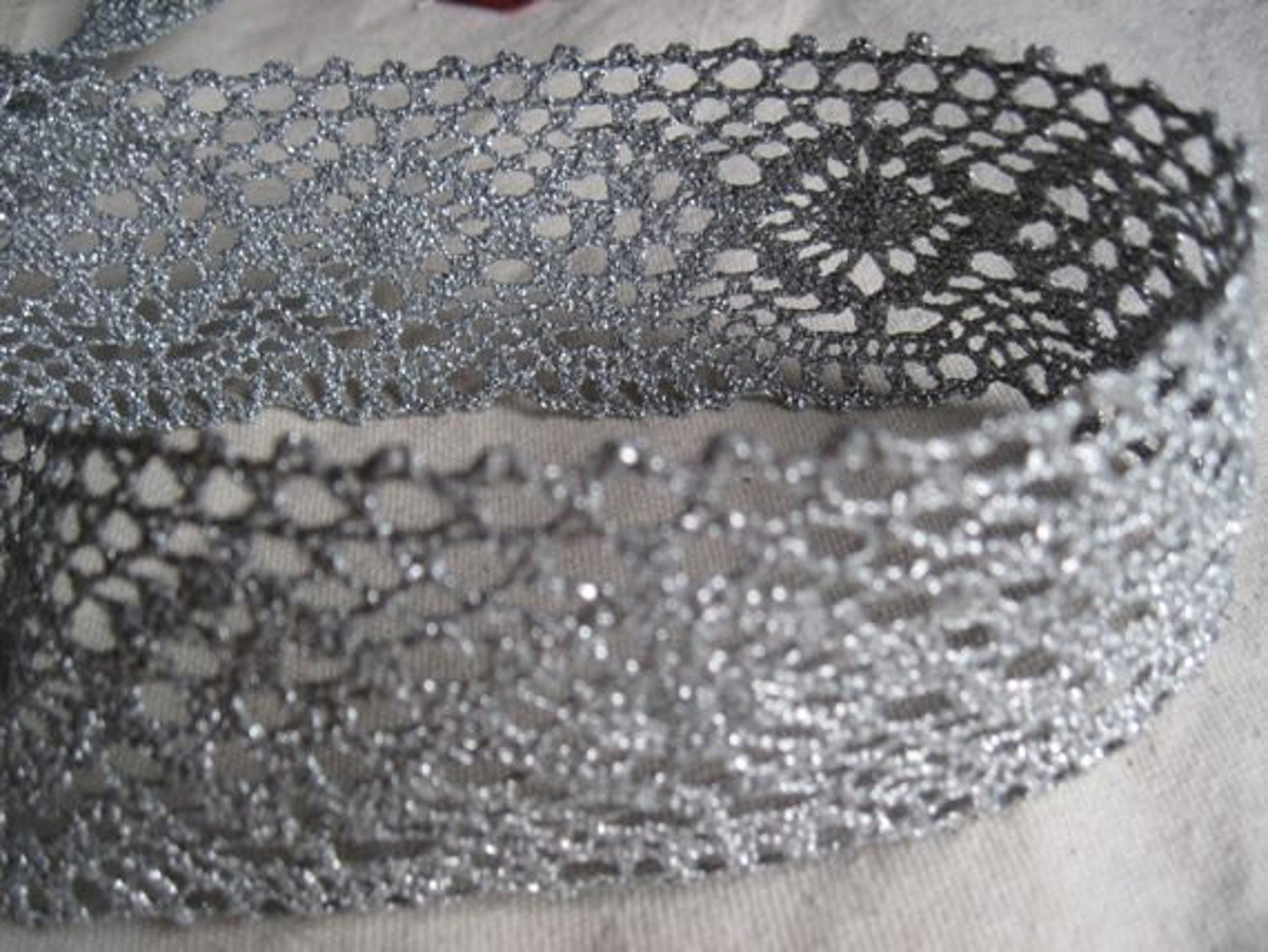 Metallic SILVER Crochet Flat Lace | Etsy