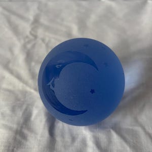 1990s Celestial Crescent Moon & Stars Glass Spherical Paperweight ...