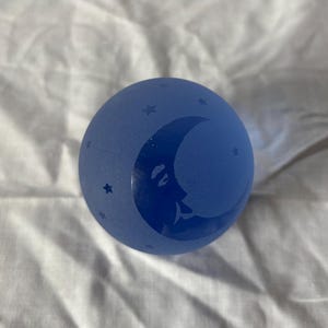 1990s Celestial Crescent Moon & Stars Glass Spherical Paperweight ...