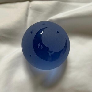 1990s Celestial Crescent Moon & Stars Glass Spherical Paperweight ...