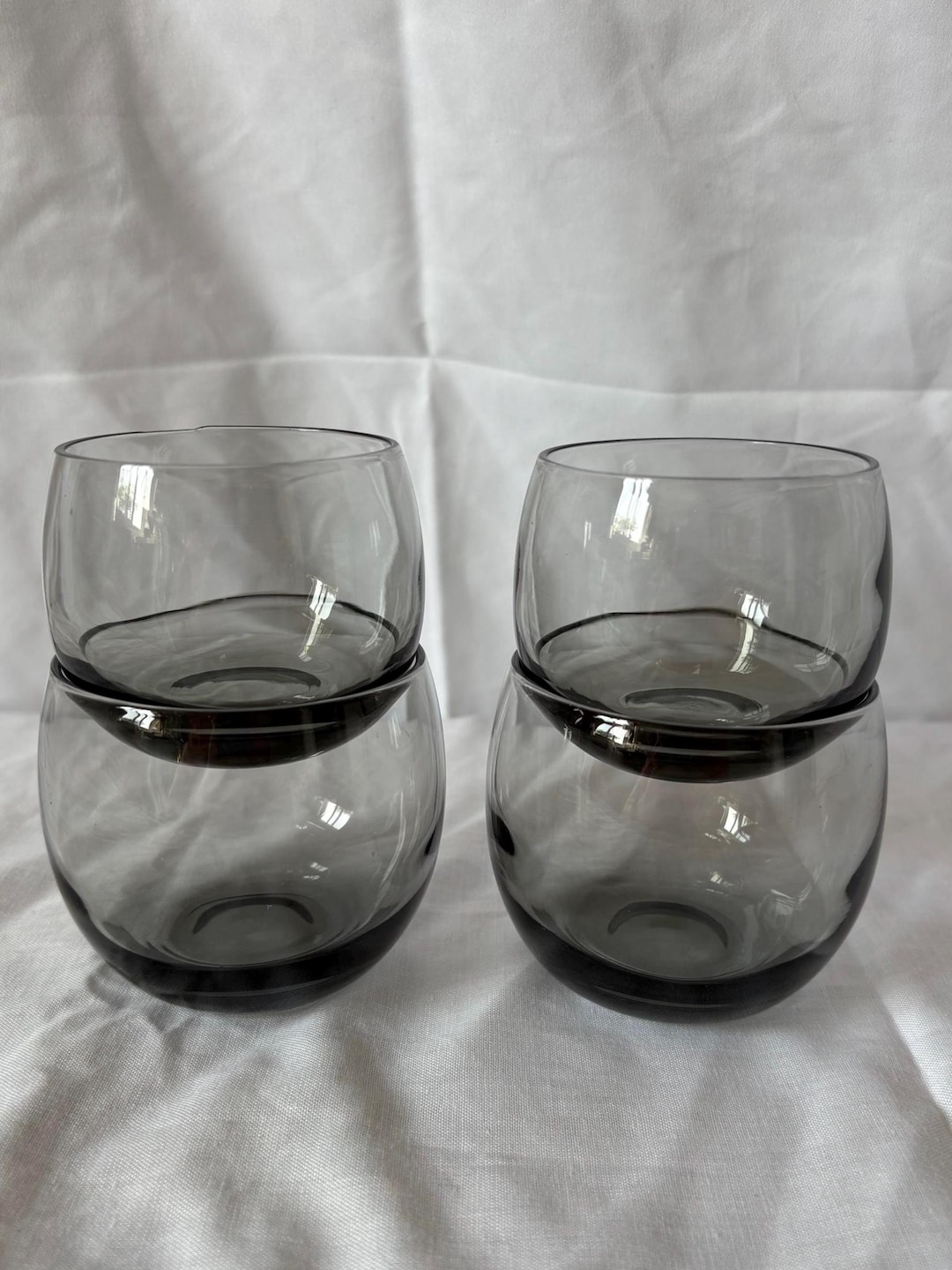 Vintage Smoked Glass Roly Poly No Spill Glasses, Set of 4 | 3 Oz | MCM ...