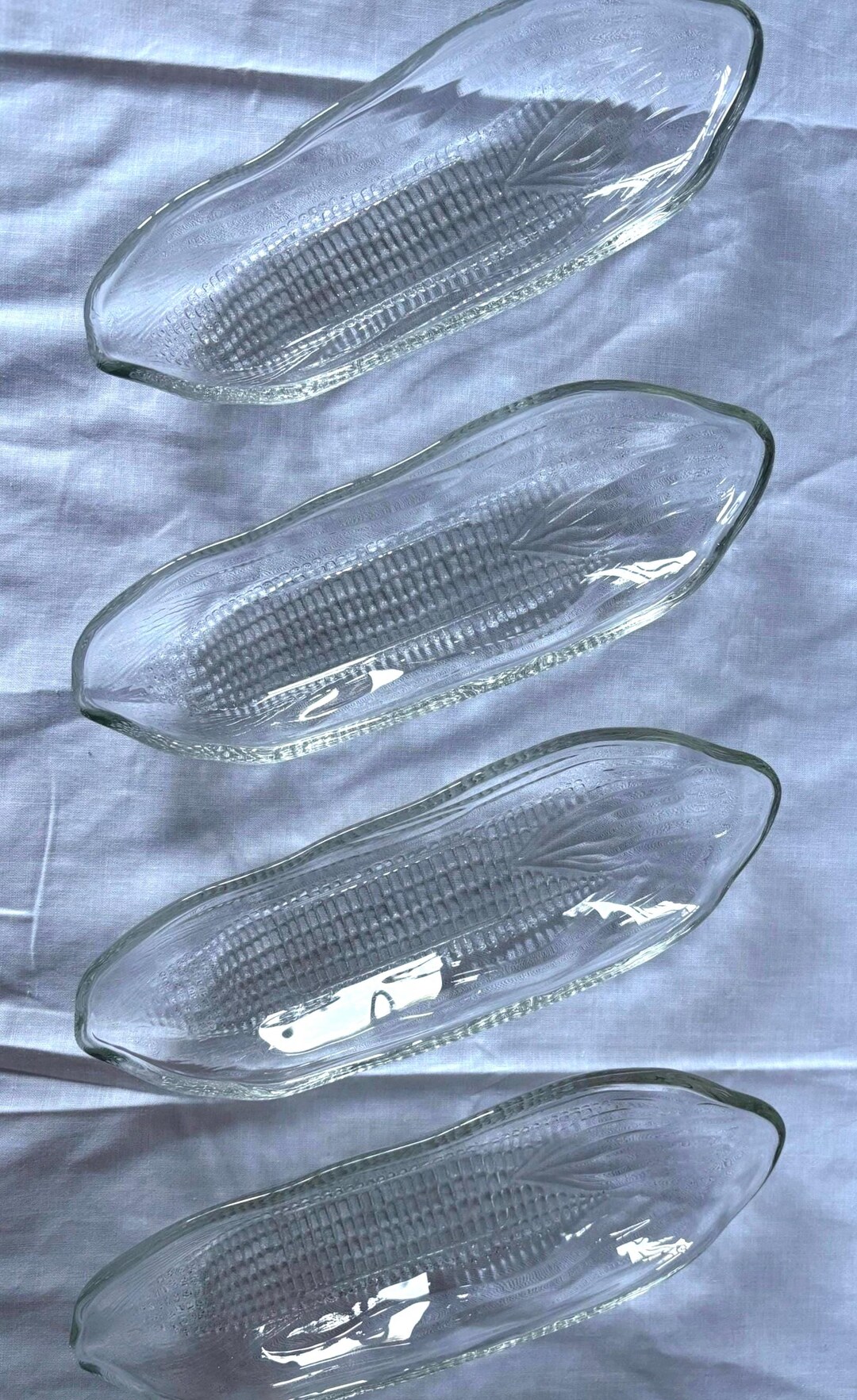 Glass Corn Cob Rests/dishes, Stackable, Set of 4 | Vintage | Pressed ...
