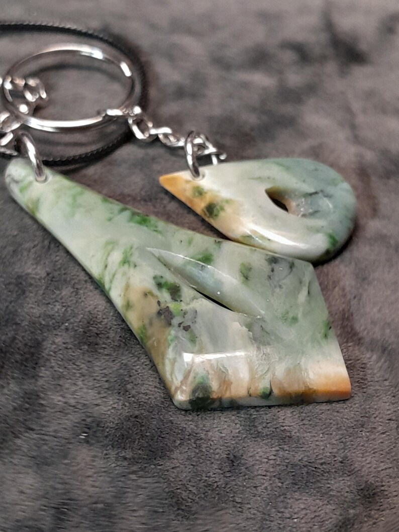 Californian Jade Diopside Stone Keychain and Pendant Necklace Set ...
