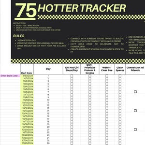 75 Hotter Challenge Tracker - Etsy