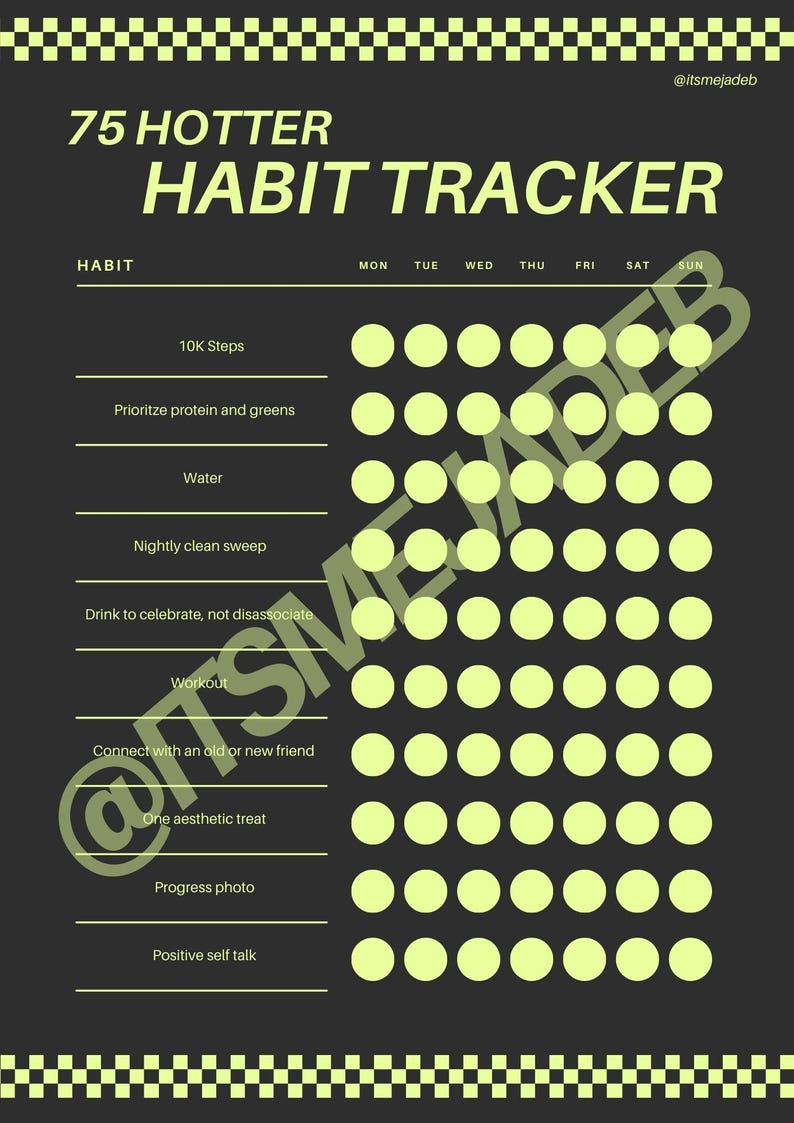 75 Hotter Printable Tracker - Etsy