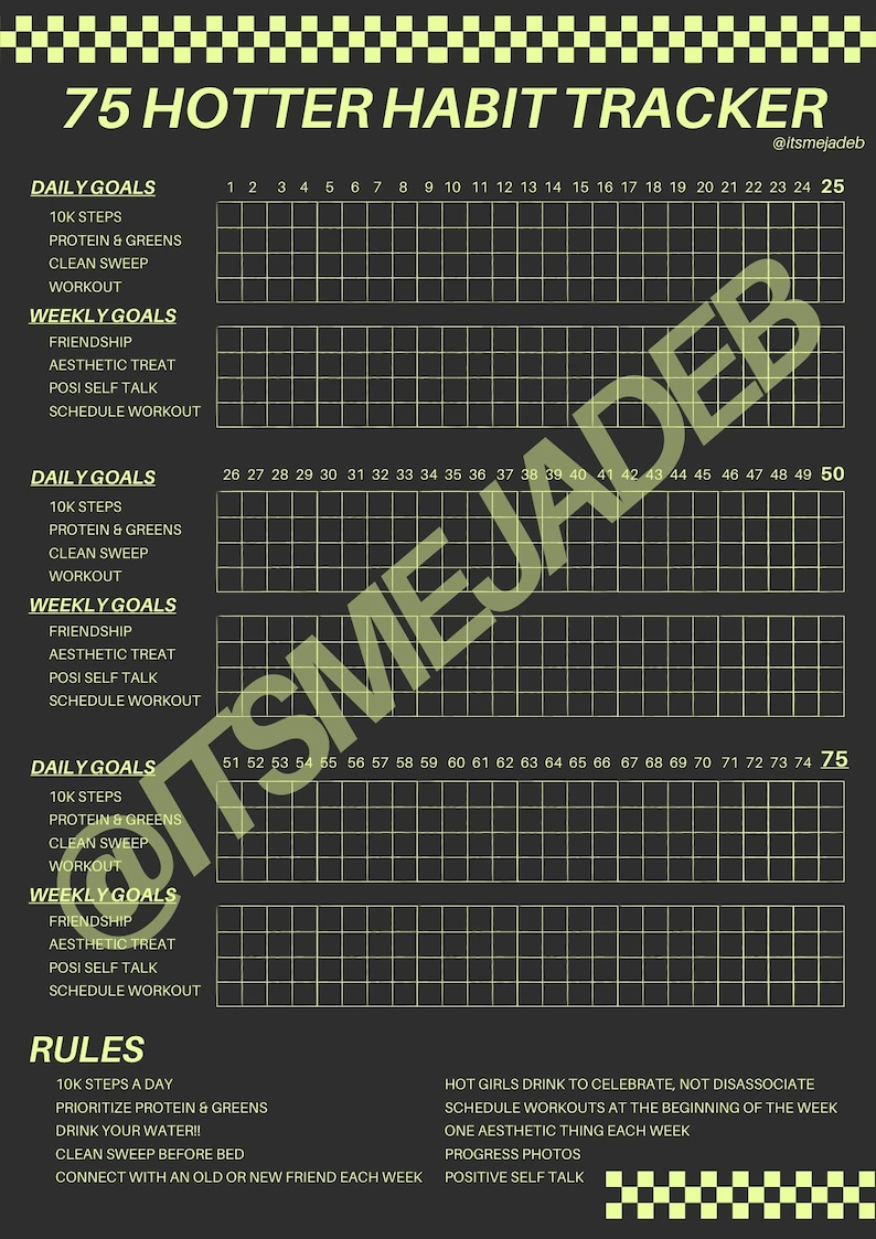 75 Hotter Printable Tracker - Etsy