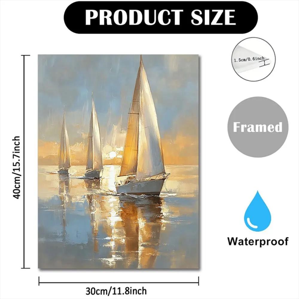 Pastel Sailing Boats Canvas Wall Art - Nautical Wooden Framed Artwork ...