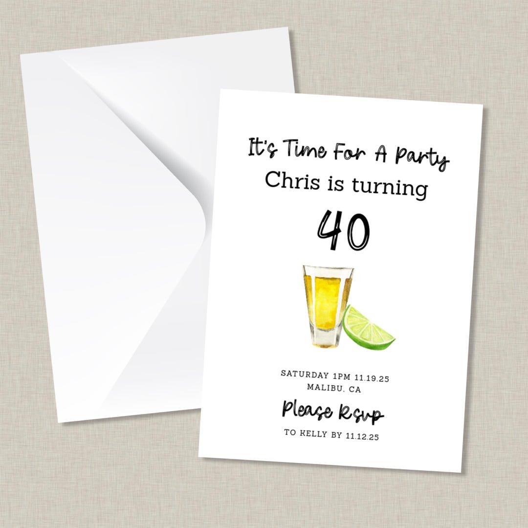 Birthday Party Invitation, Fun, Simple Design, Hand Drawn Illustrations ...