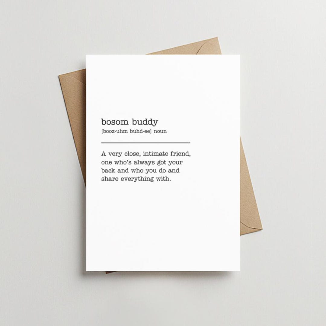 Bosom Buddy Definition Greeting Card, Best Friend Birthday Card, Simple ...