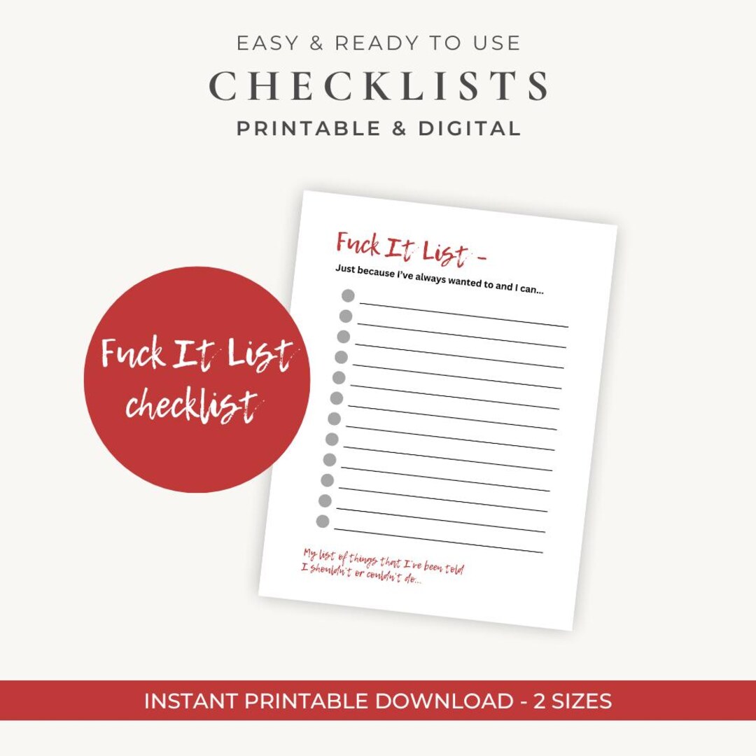 Funny Checklist for Self-care & Wellbeing, Instant Digital Download - Etsy