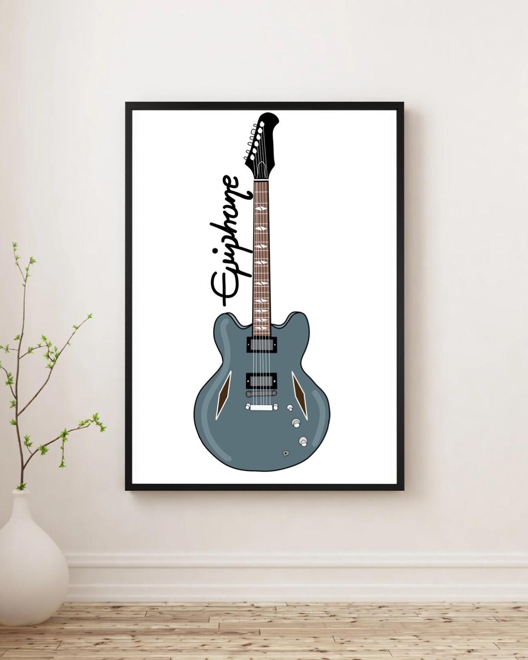 Vintage Classic Retro Epiphone Guitar Colorful Wall Art Poster Digital ...