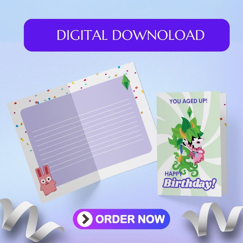 Sims Cowplant Digital Birthday Card - Funny Printable Sims Card ...
