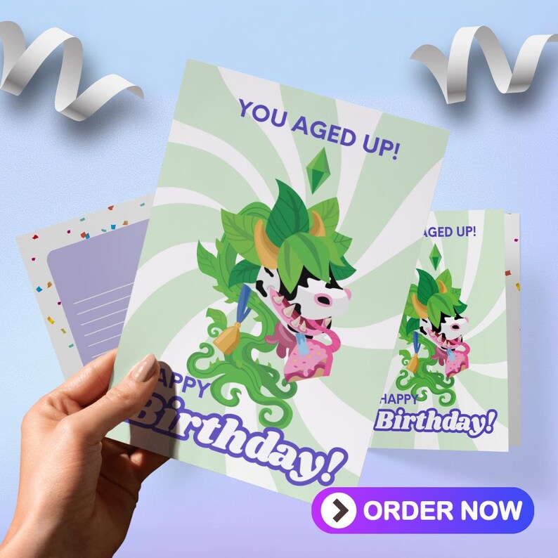 Sims Cowplant Digital Birthday Card - Funny Printable Sims Card ...
