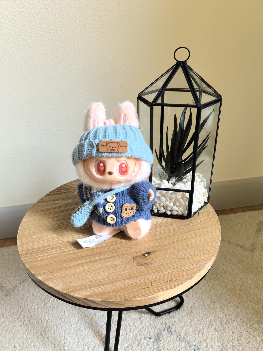 Labubu Handmade Knitted Clothes Blue Cardigan With Hat and Bag so Cute ...
