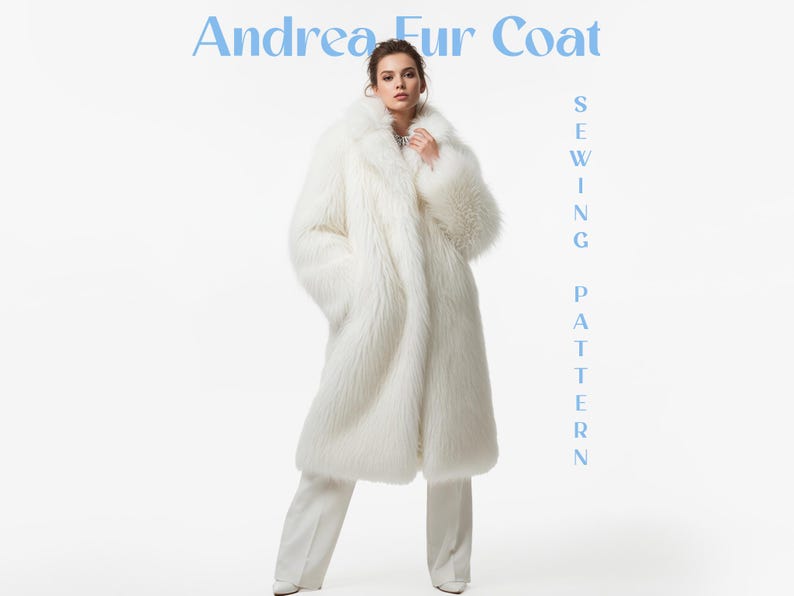 Long Faux Fur Coat PDF Sewing Pattern Womens Overcoat Loose Fit Lapel ...