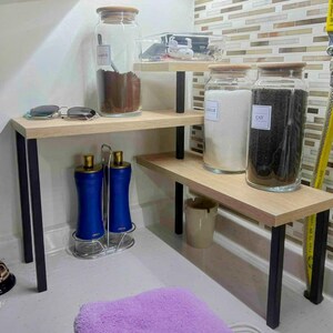 Rustic Wood Metal Kitchen Organizer – Stylish Countertop Storage for ...