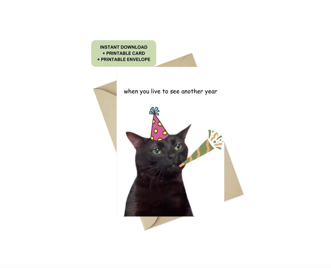 Printable Birthday Card (funny Cat Meme) 5x7 Digital Download With ...
