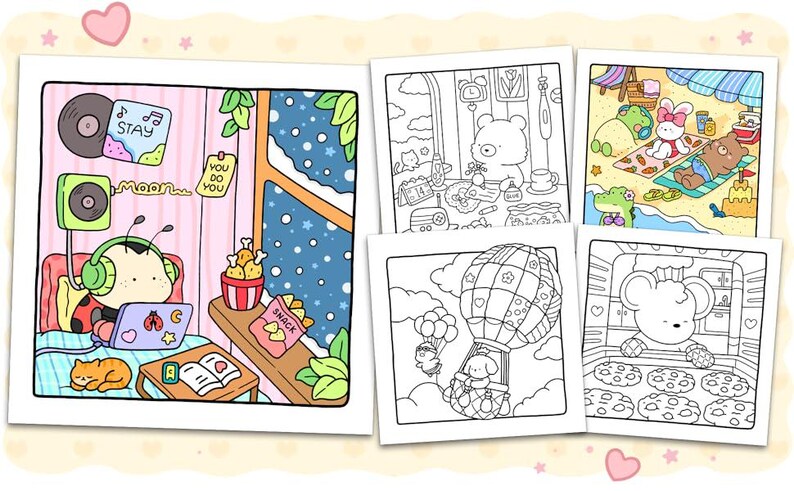 Coco Wyo Cozy Friends Cute Coloring Page 40 Pages Digital Download - Etsy