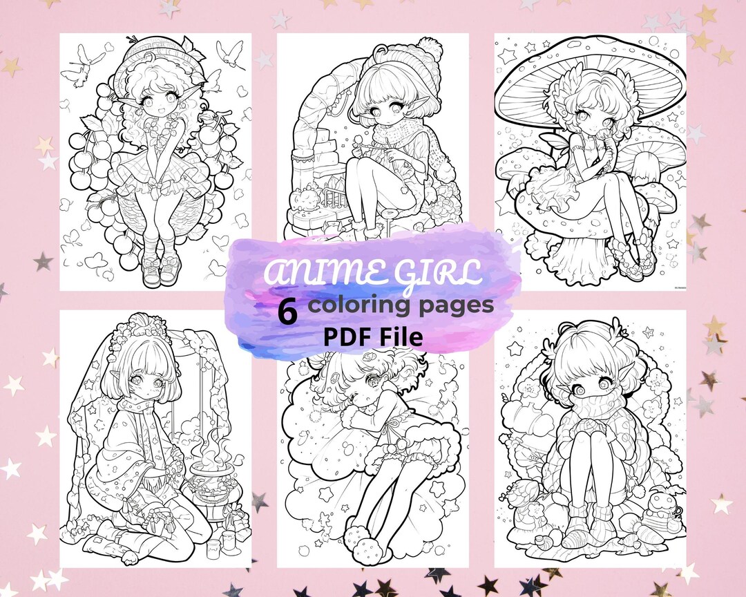 6 Pages of Coloring Pages With Magical Girls / Coloring Book / Pictures ...