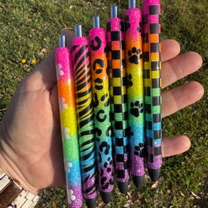 Rainbow Glitter Pen, Neon Rainbow - Etsy