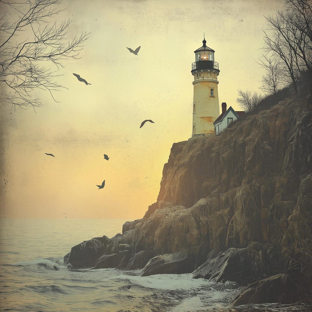 Vintage Split Rock Lighthouse Print | Minnesota North Shore Wall Art ...