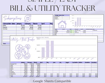 Monthly Bill & Utility Tracker | Pink | Simple Google Sheets and Excel ...