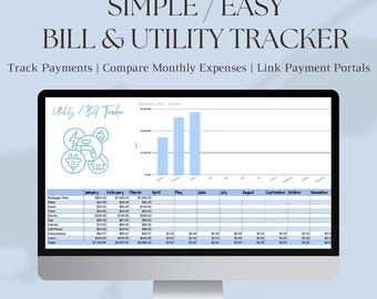 Monthly Bill & Utility Tracker | Pink | Simple Google Sheets and Excel ...