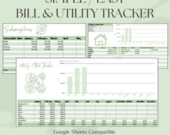 Monthly Bill & Utility Tracker | Pink | Simple Google Sheets and Excel ...