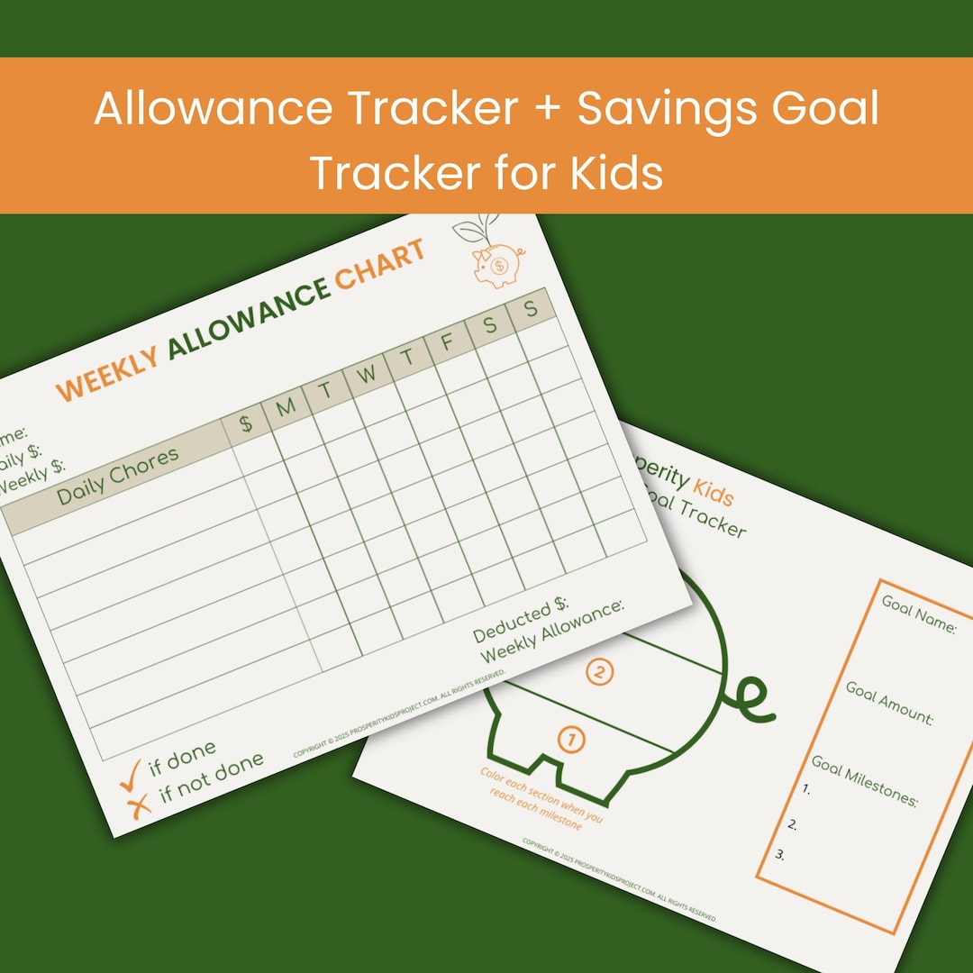 Allowance Chore Chart + Savings Tracker Bundle | Kids Allowance ...
